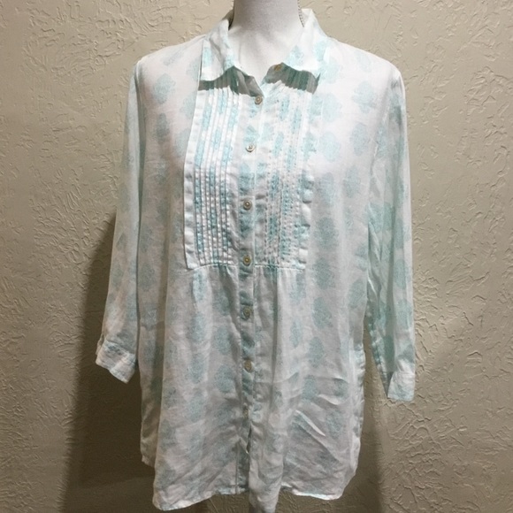 J. Jill | Tops | J Jill Turquoise Summer Paisley Boho Top | Poshmark